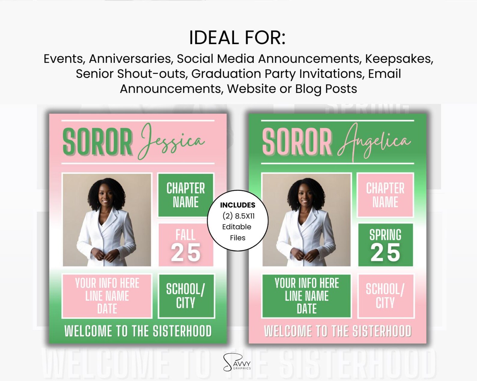 Sorority Photo Sign, Canva Digital Download, 8.5x11, Editable Print ...