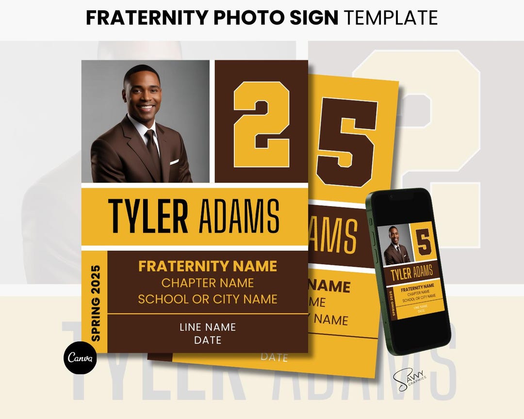 Fraternity Photo Sign Template Canva, DIY, Digital Download, Editable ...