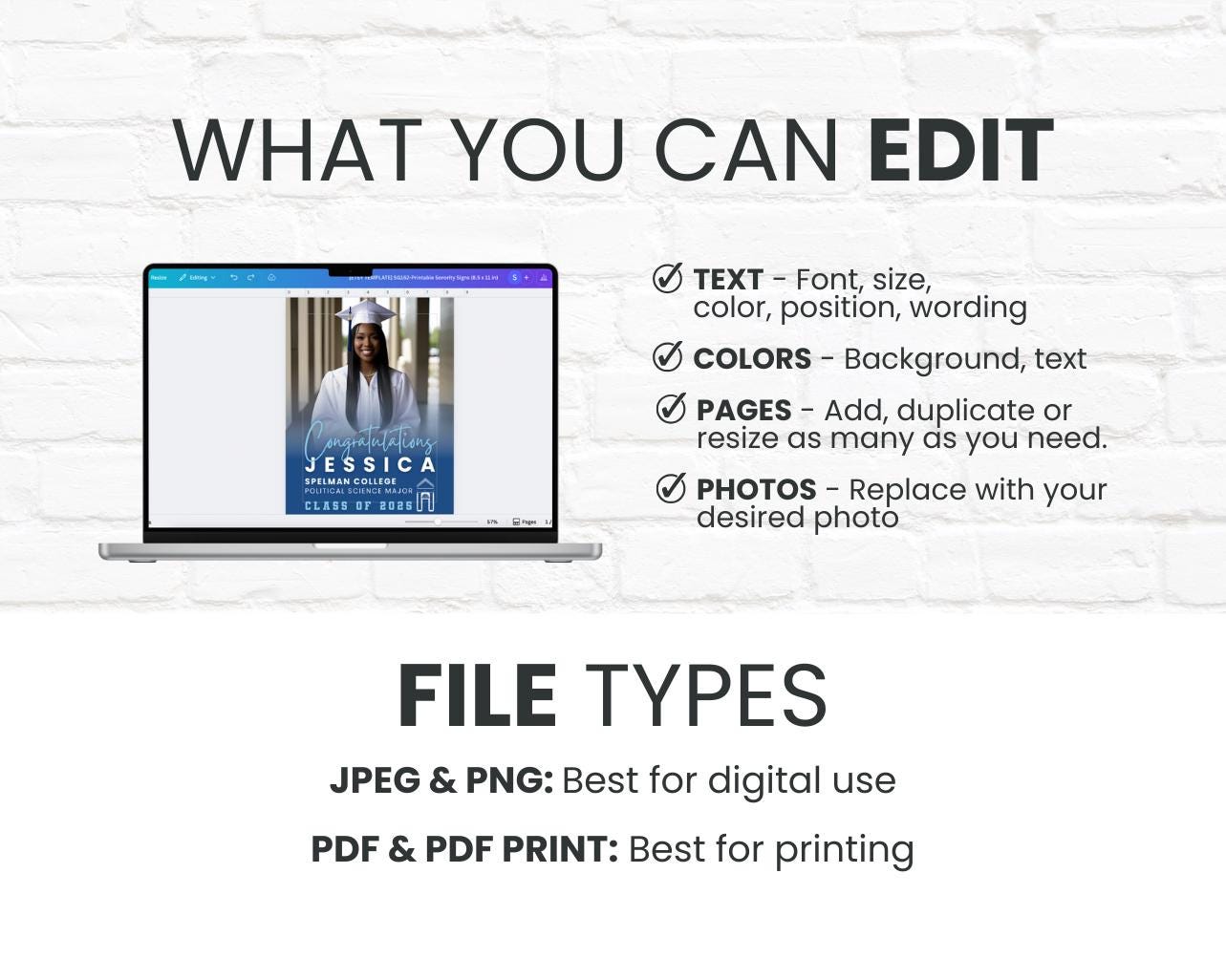 HBCU Photo Sign Template: DIY Editable Spelman College Graduation ...