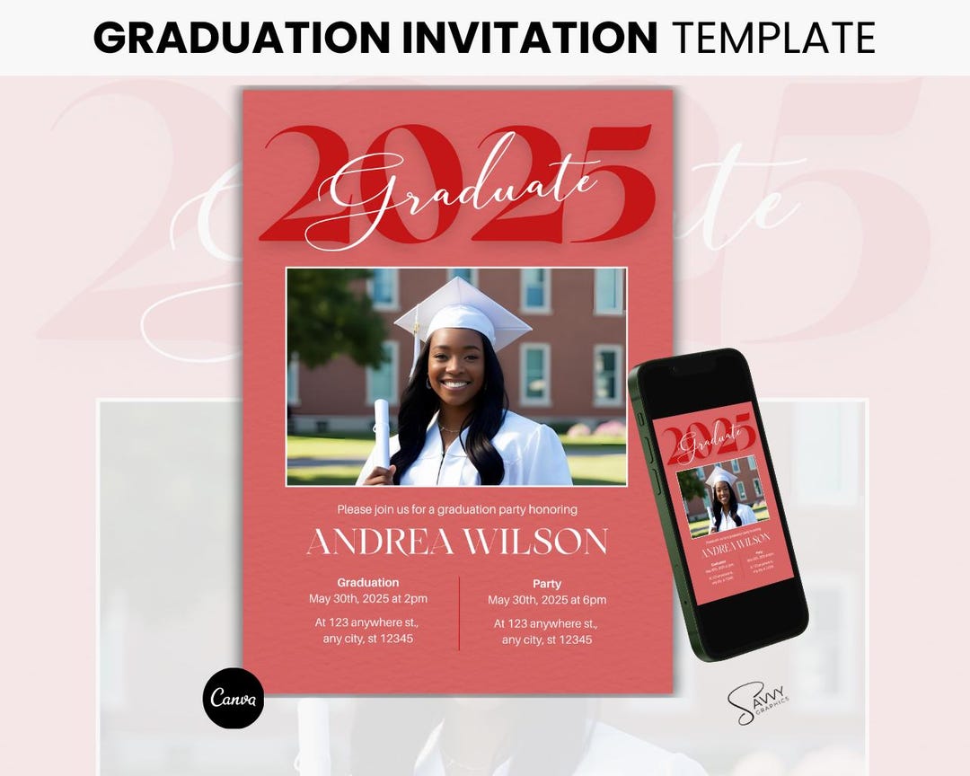 Sorority Graduation Invitation Template, Social Media, Grad Print ...