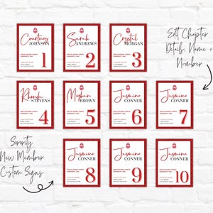 Sorority Line Number Sign Template: DIY Editable New Member Gift DST ...