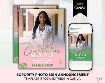 Sorority Photo Sign Template Canva, DIY, Digital Download, Editable ...