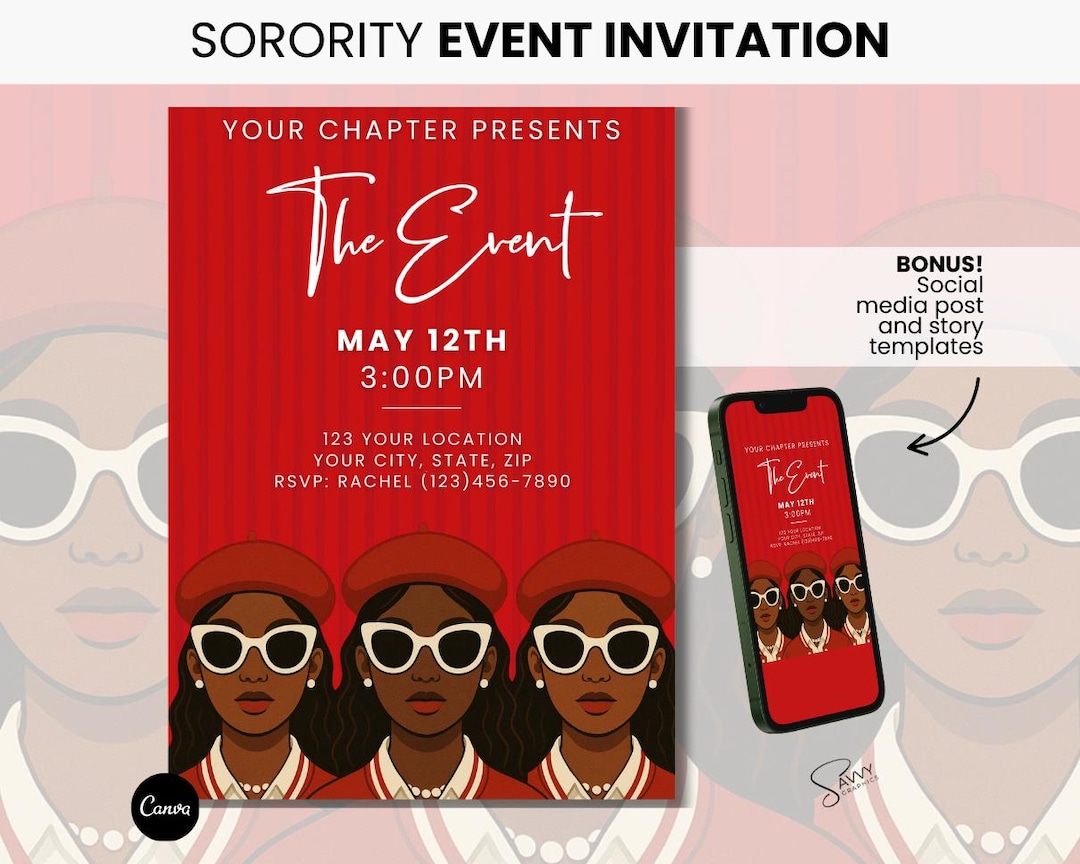 Sorority Invitation Template: Editable Event Flyer Delta Sigma Theta ...