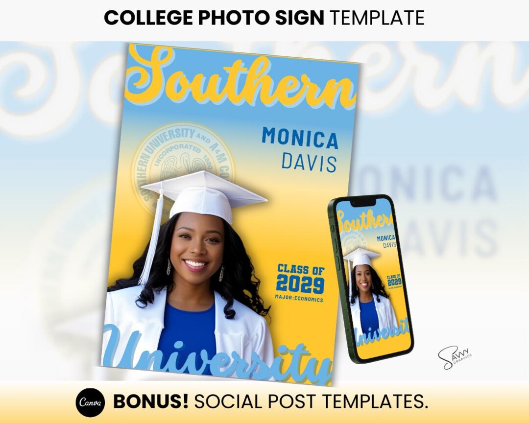 HBCU Photo Sign Template: DIY Editable Southern University College ...