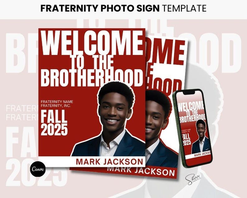 Fraternity Photo Sign Template, Fall 25, Canva Digital Download ...