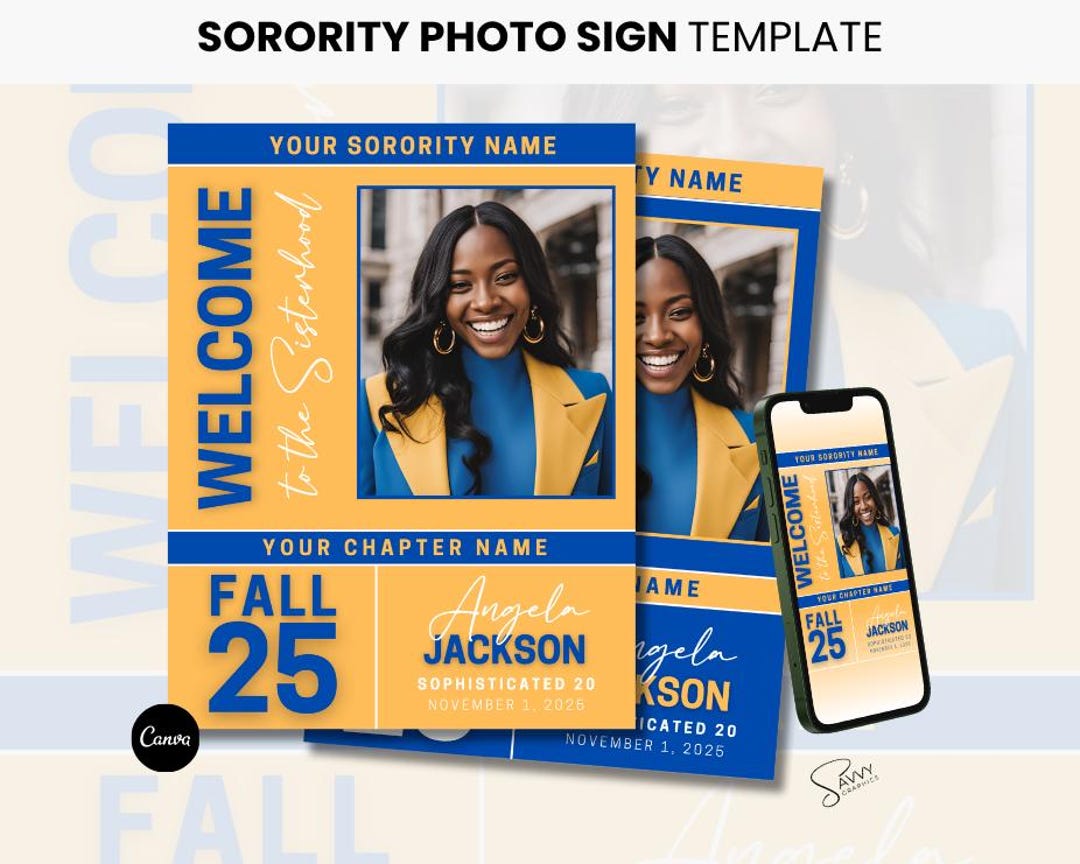 Sorority Photo Sign Template, Fall 25, Canva Digital Download, Editable ...