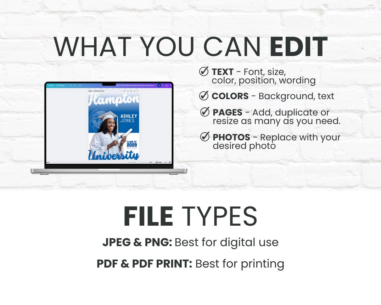 HBCU Photo Sign Template: DIY Editable Hampton University College ...