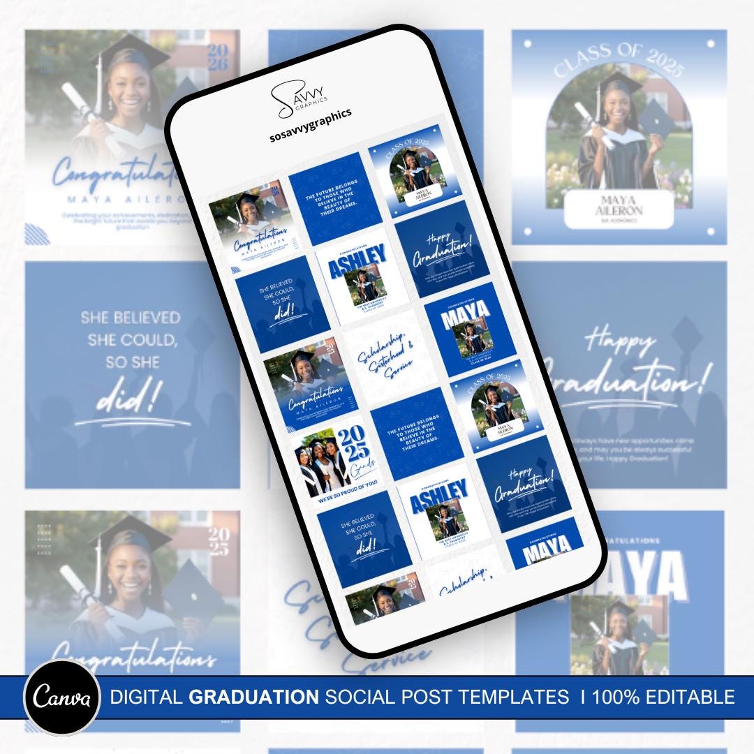 Sorority Graduation Social Media Digital Download, Canva Instant ...