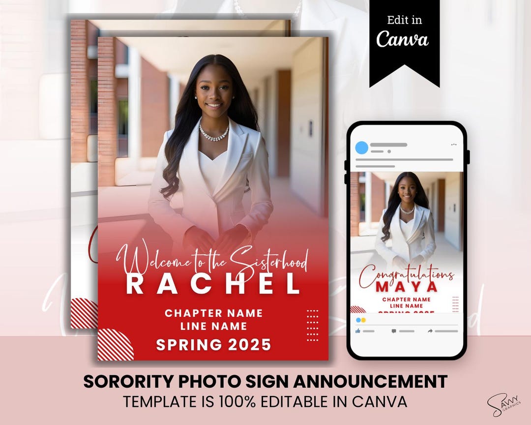 Sorority Photo Sign Template Canva, DIY, Digital Download, Editable ...