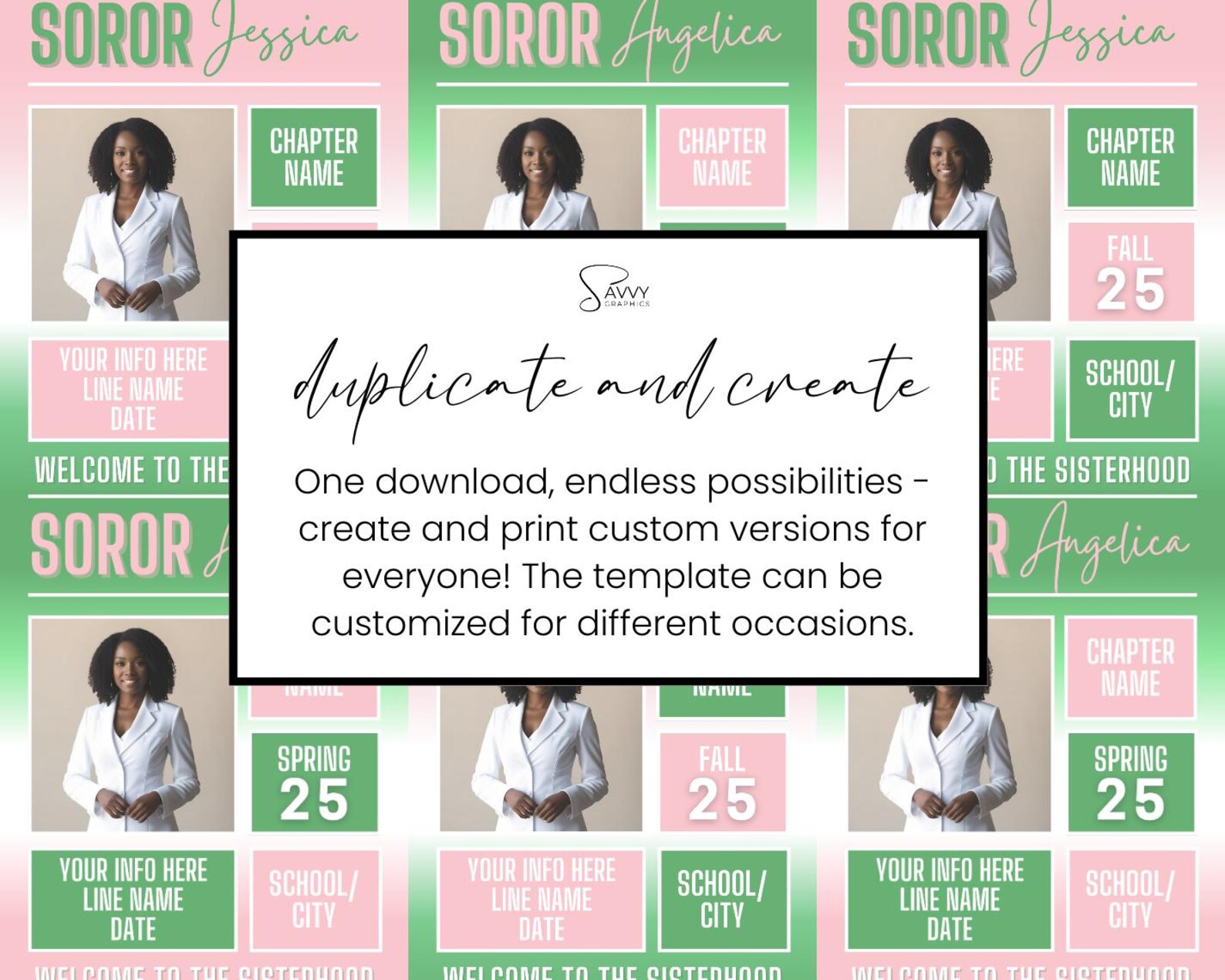 Sorority Photo Sign, Canva Digital Download, 8.5x11, Editable Print ...