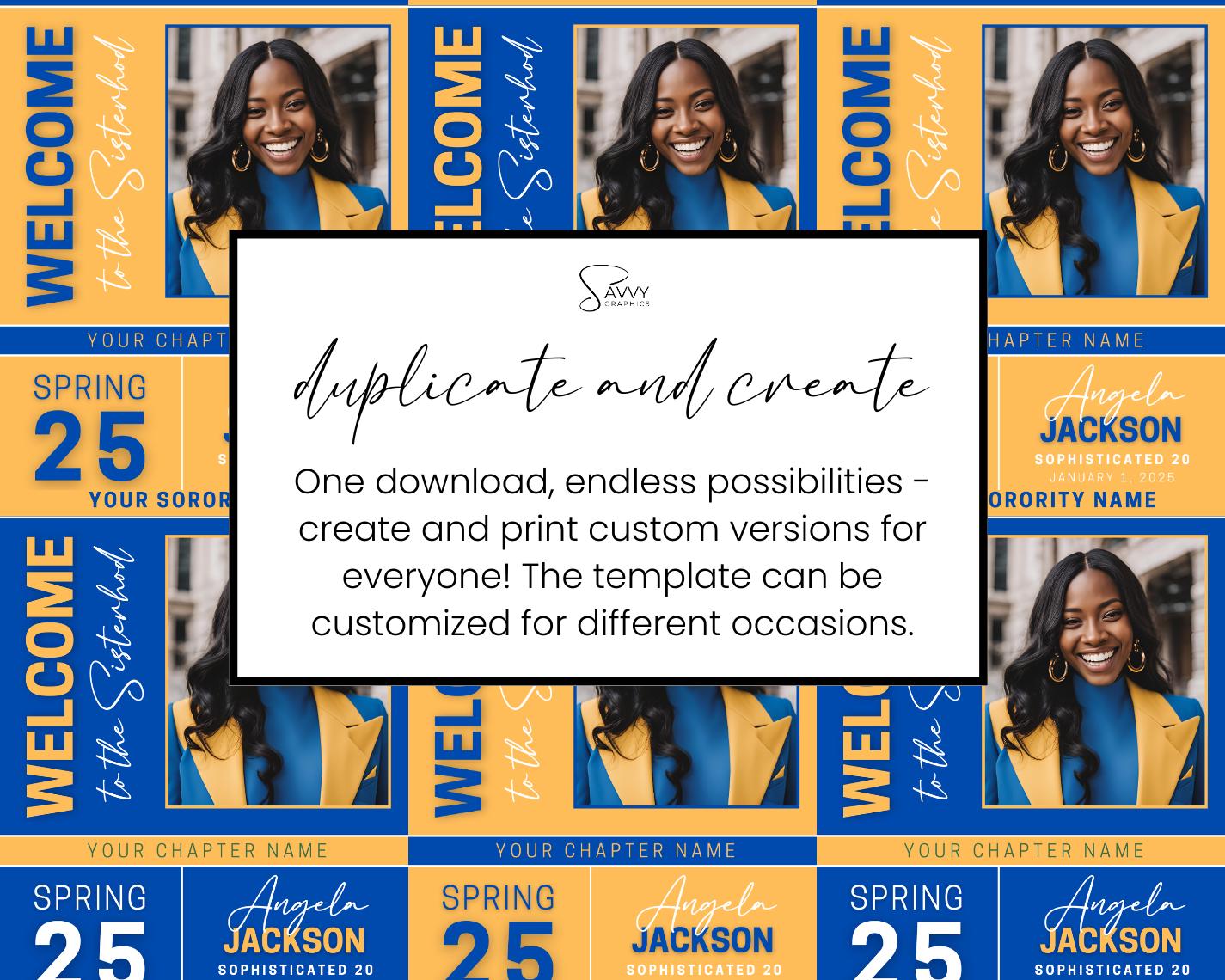 Sorority Sign, Canva Digital Download, 8.5x11, Editable Print, New ...