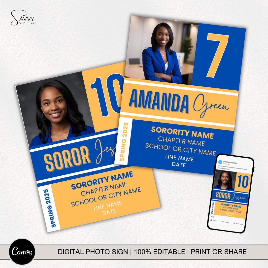 Sorority Sign, Canva Digital Download, Spring 26, Editable Print, New ...