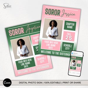 Sorority Photo Sign, Canva Digital Download, 8.5x11, Editable Print ...