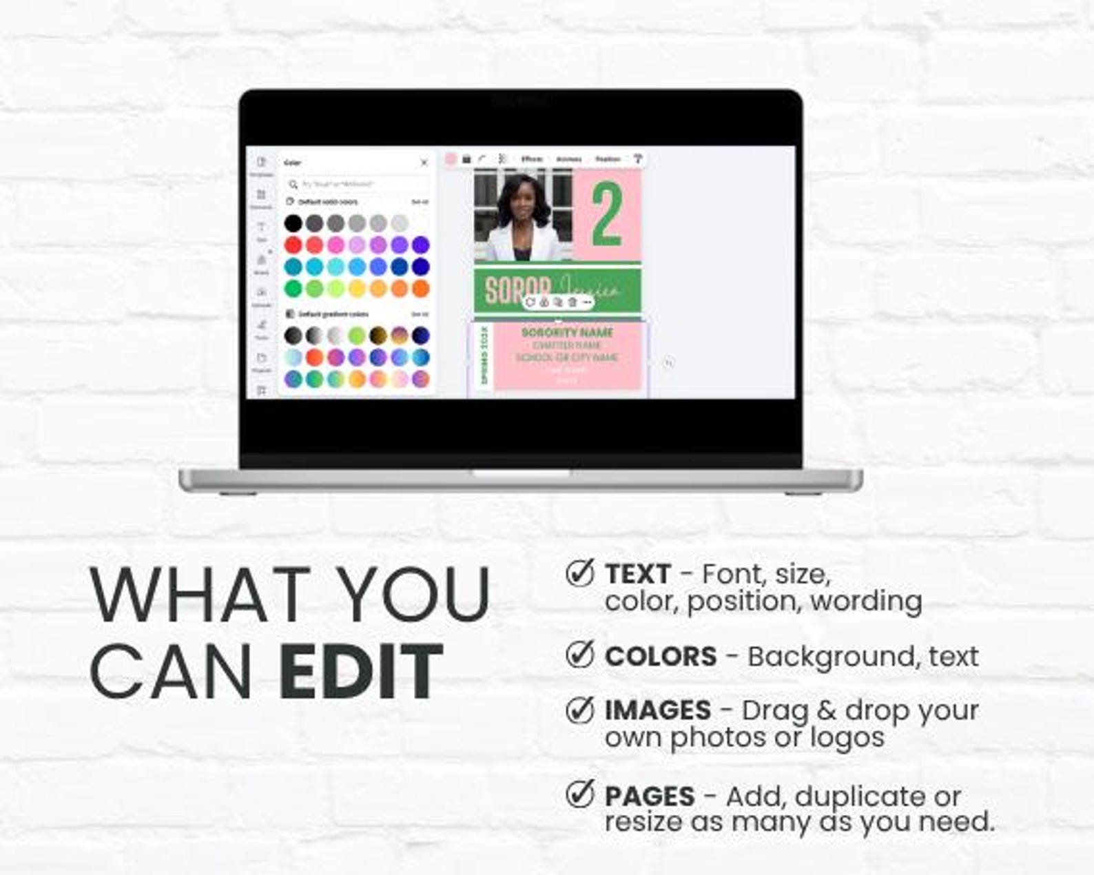 Sorority Photo Sign Template, Spring 26, Canva DIY, Digital Download ...