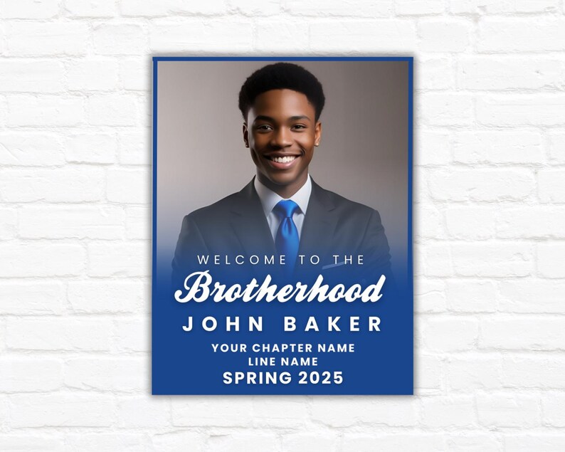Fraternity Photo Sign, Canva Digital Download, DIY Editable Print, New ...