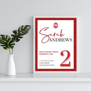 Sorority Line Number Sign Template: DIY Editable New Member Gift DST ...