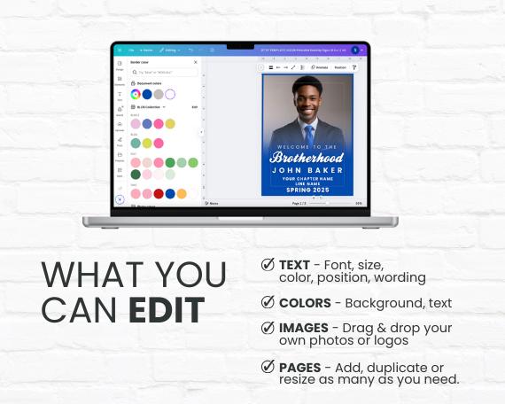 Fraternity Photo Sign, Canva Digital Download, DIY Editable Print, New ...