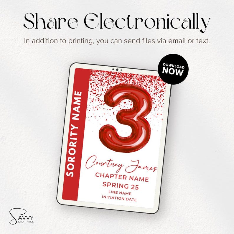 Sorority Numbers Digital Download, 5x7, 8.5x11, Canva Editable Print ...
