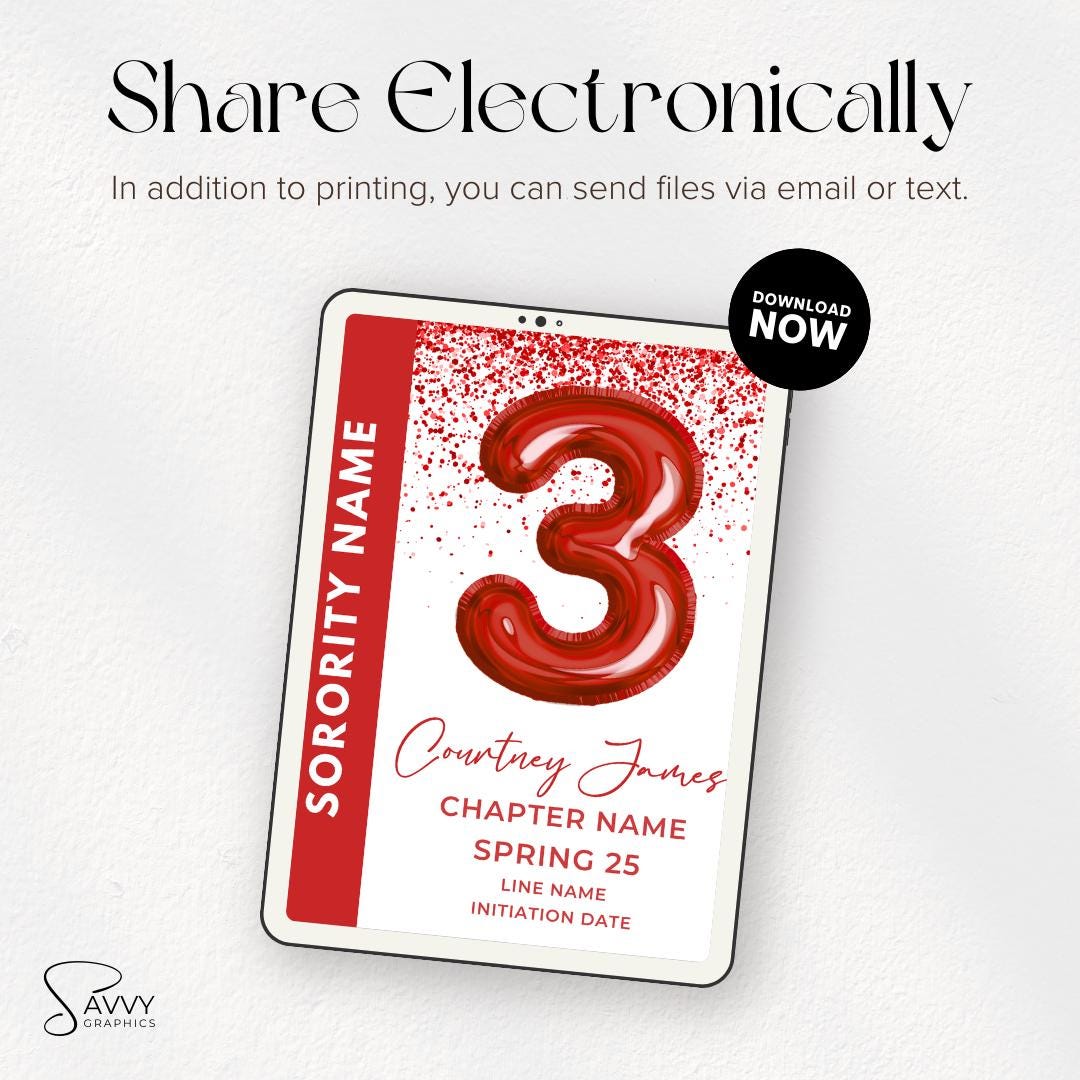 Sorority Numbers Digital Download, 5x7, 8.5x11, Canva Editable Print ...