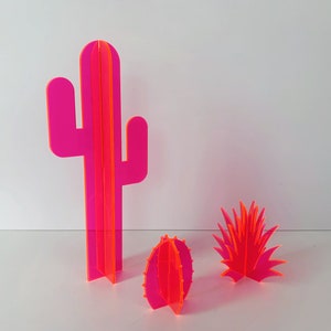 10” Cactus Set of 3 | 10-inch Tall Acrylic Neon Cactus Desk Decor Set ...