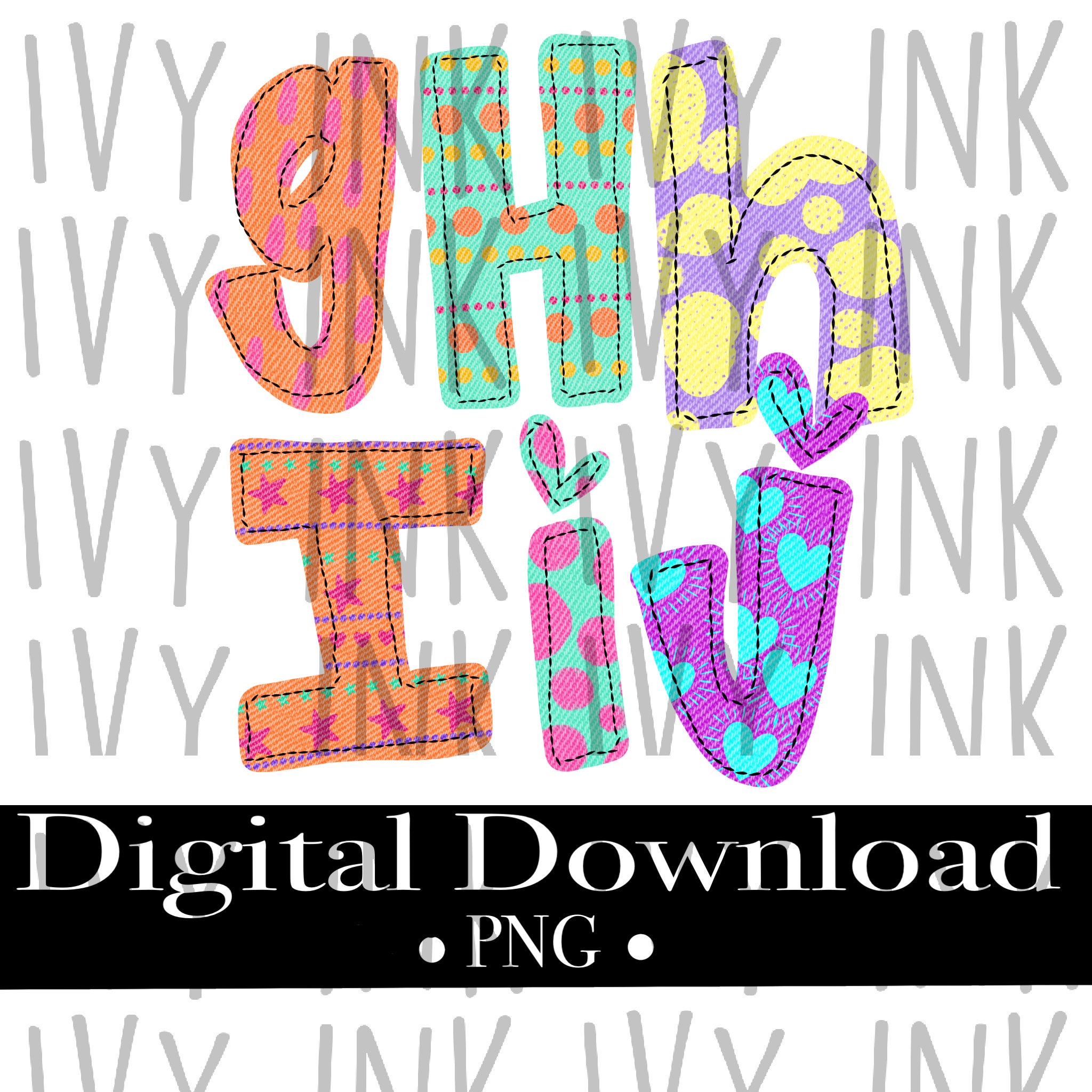 Digital Prints Prints Art & Collectibles Faux Applique alphabet alpha ...