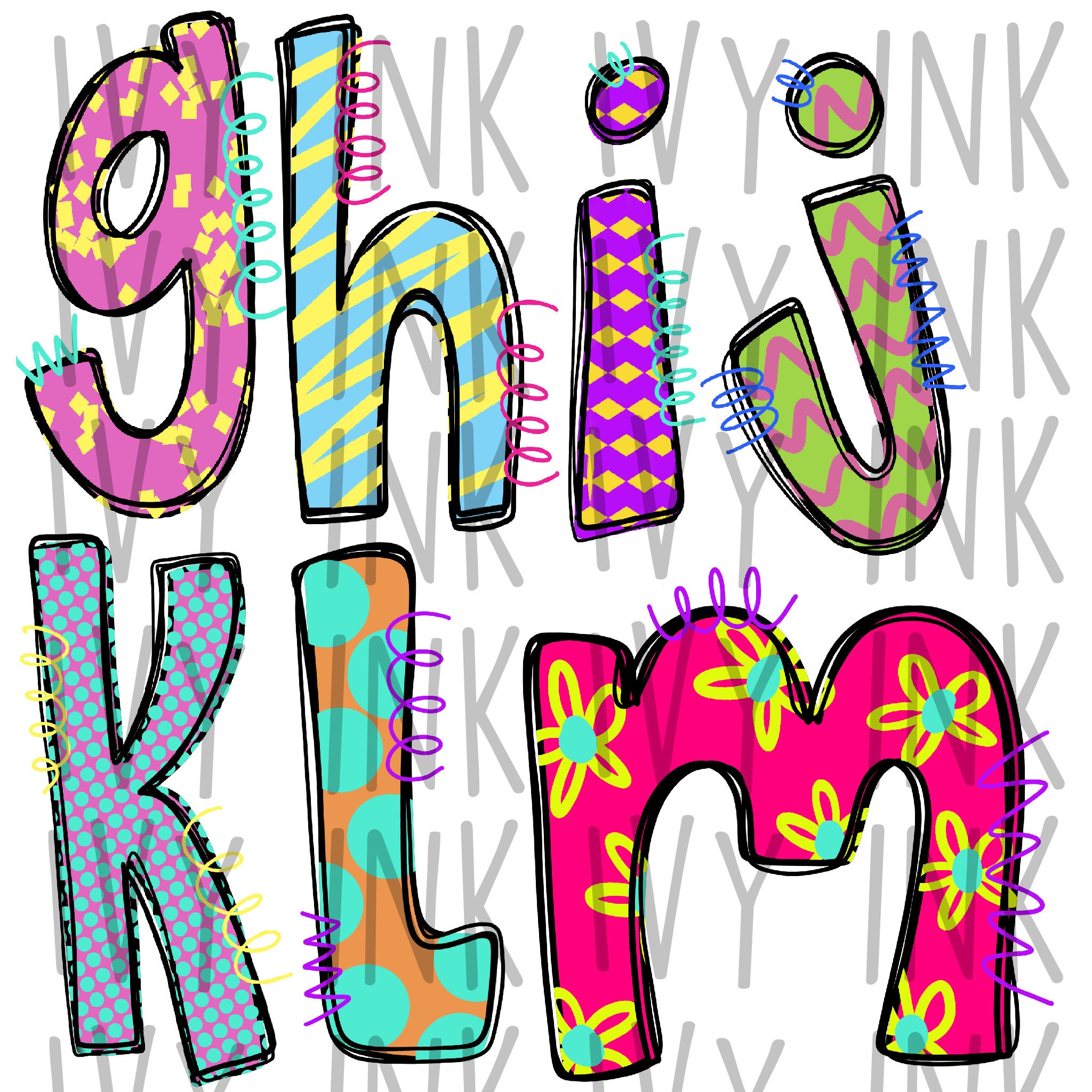 Alphabet Font Whimsical Doodles Alphabet Alpha Font Hand | Etsy