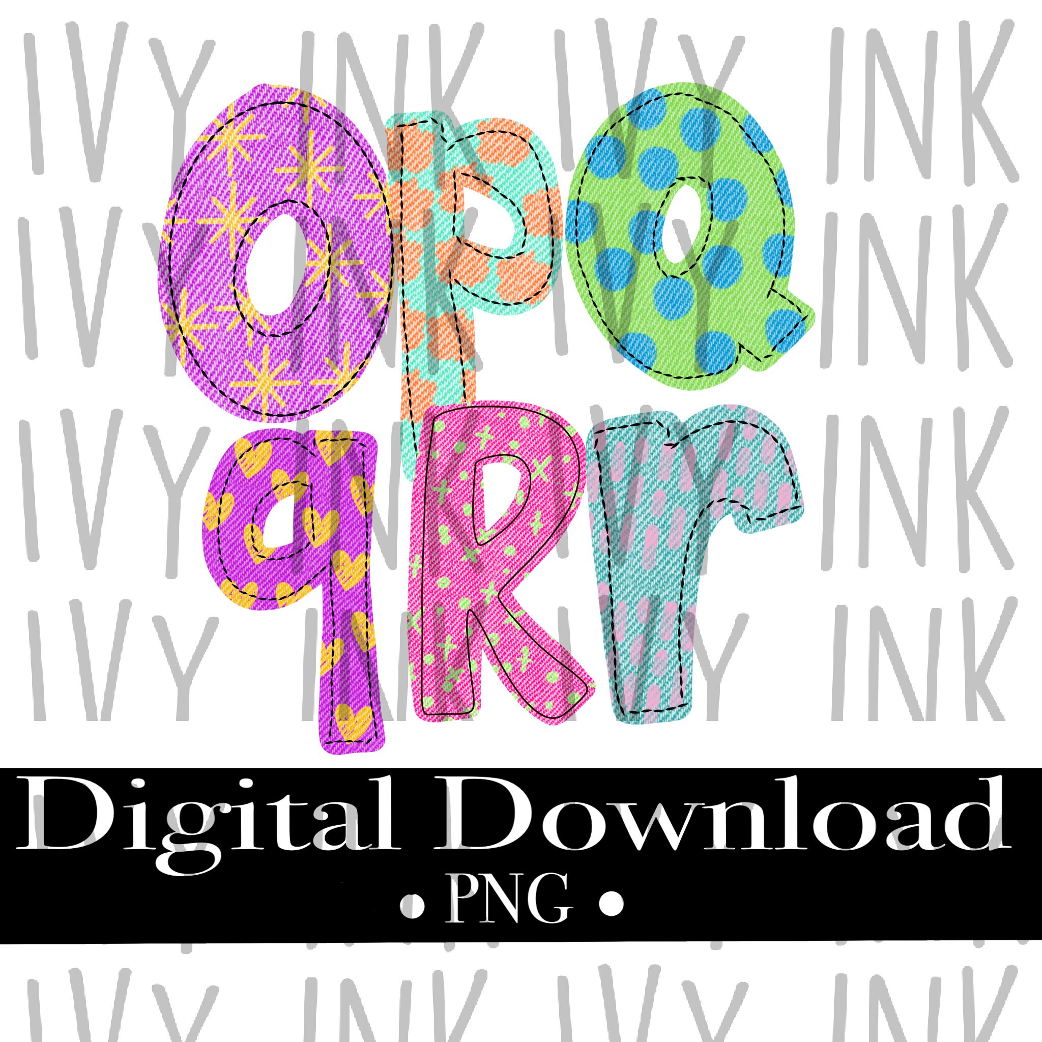 Digital Prints Prints Art & Collectibles Faux Applique alphabet alpha ...