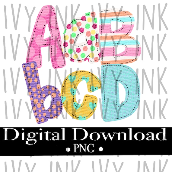 Digital Prints Prints Art & Collectibles Faux Applique alphabet alpha ...
