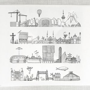 Rotterdam Skyline Illustration Print A3 Size - Etsy