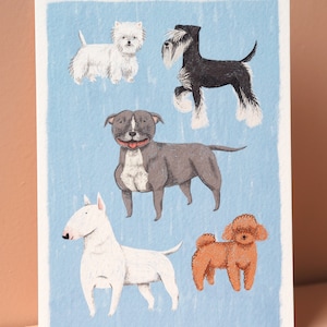 Dog Postcards, 4 Different Cards With Dog Illustrations - Etsy