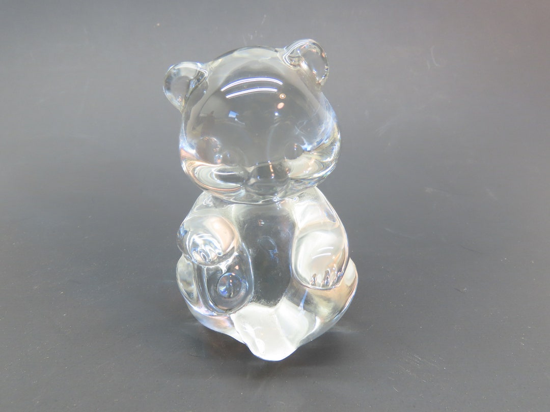 Crystal Teddy Bear Figurine Clear Glass - Etsy