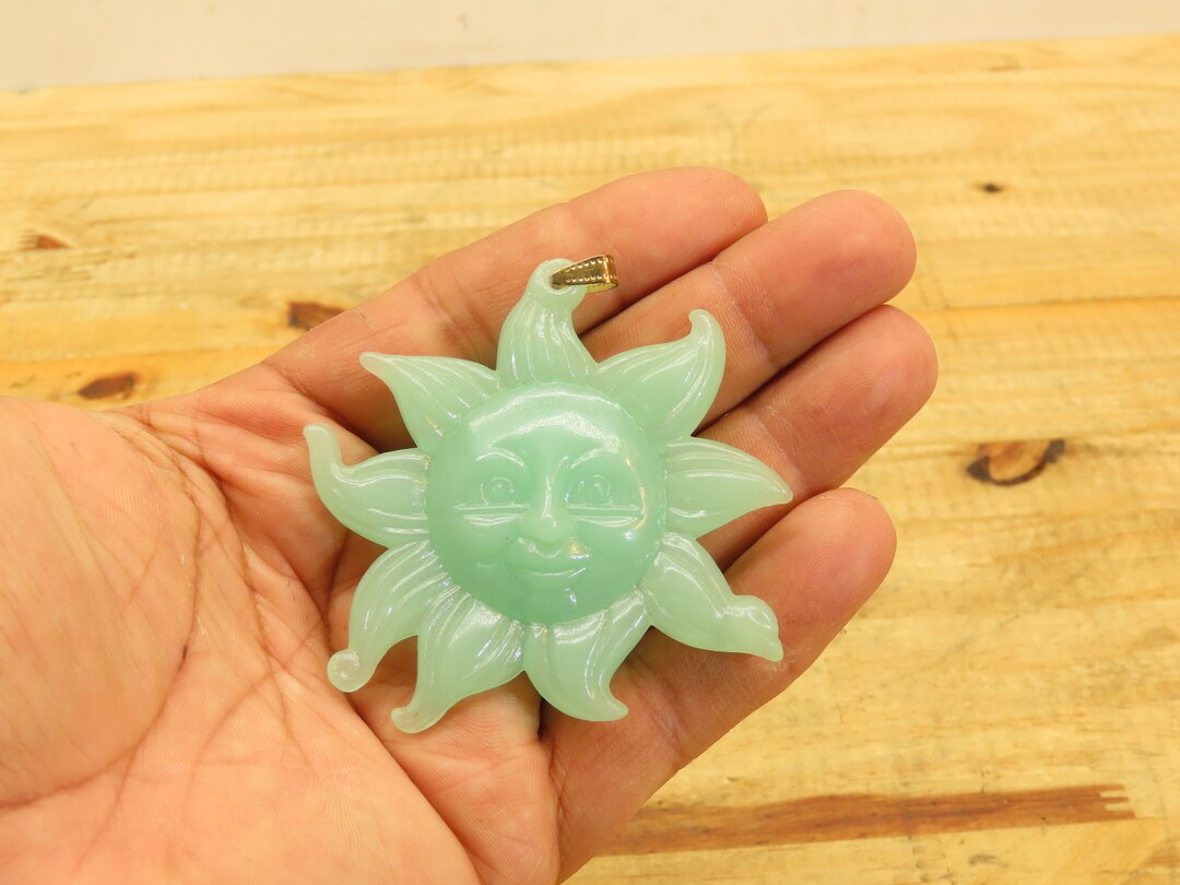 Sun Face Pendent Plastic Cyan Green Color - Etsy