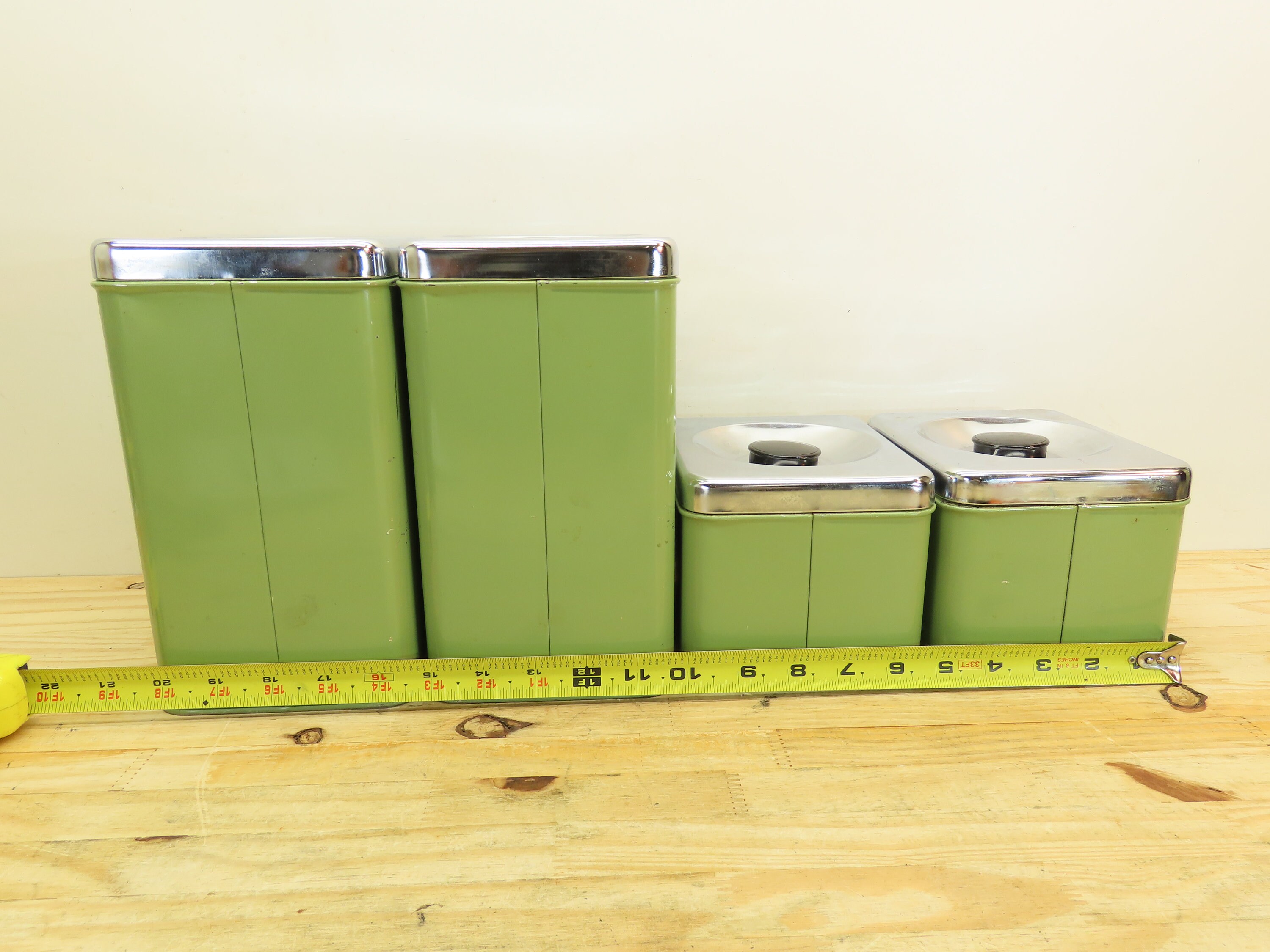Avocado Green Canister Tin Metal Storage Cannisters Set 4 Pcs - Etsy