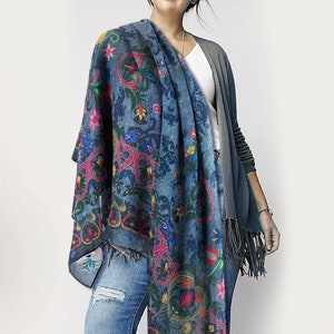 Hippie Floral Scarf. Swedish Folk Art Pareo, Beach Wrap, Sarong. Shawl ...