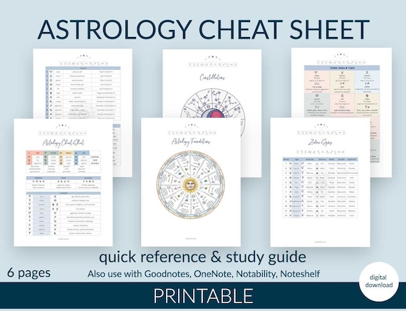 Astrology Cheat Sheet Package Printable Quick Reference | Etsy