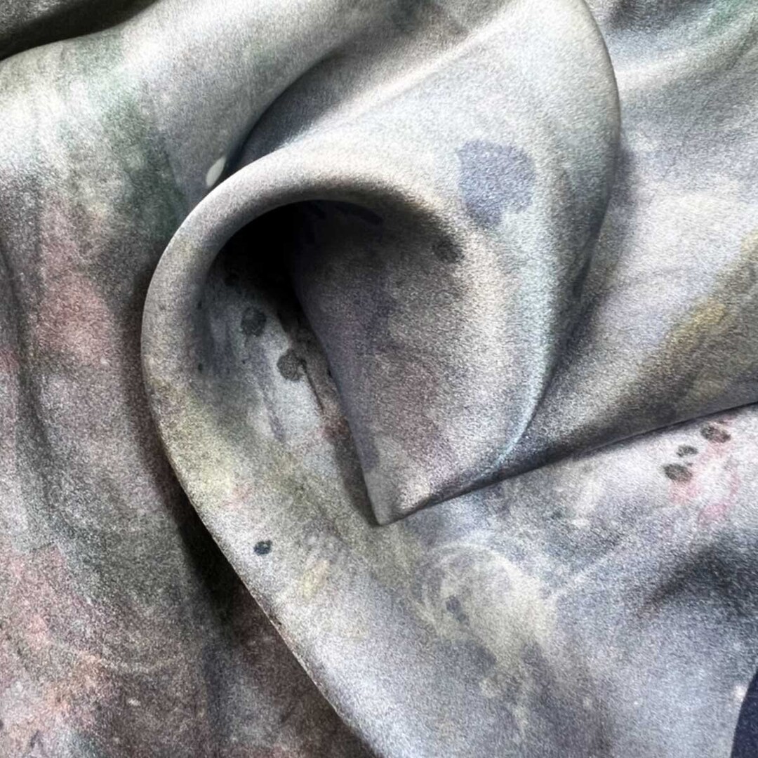 Cosmic Silk Charmeuse Scarf, Abstract Silver Lavender Shawl, Pareo - Etsy