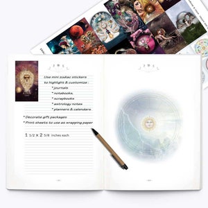 Mini Zodiac Art Cards, DIY Printable Astrology Stickers, Sun Sign ...