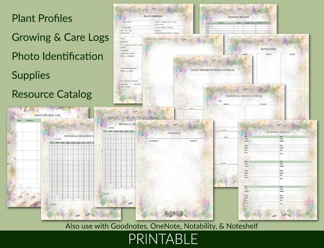 Gardeners Companion Printable Template Bundle. Notebook Page - Etsy