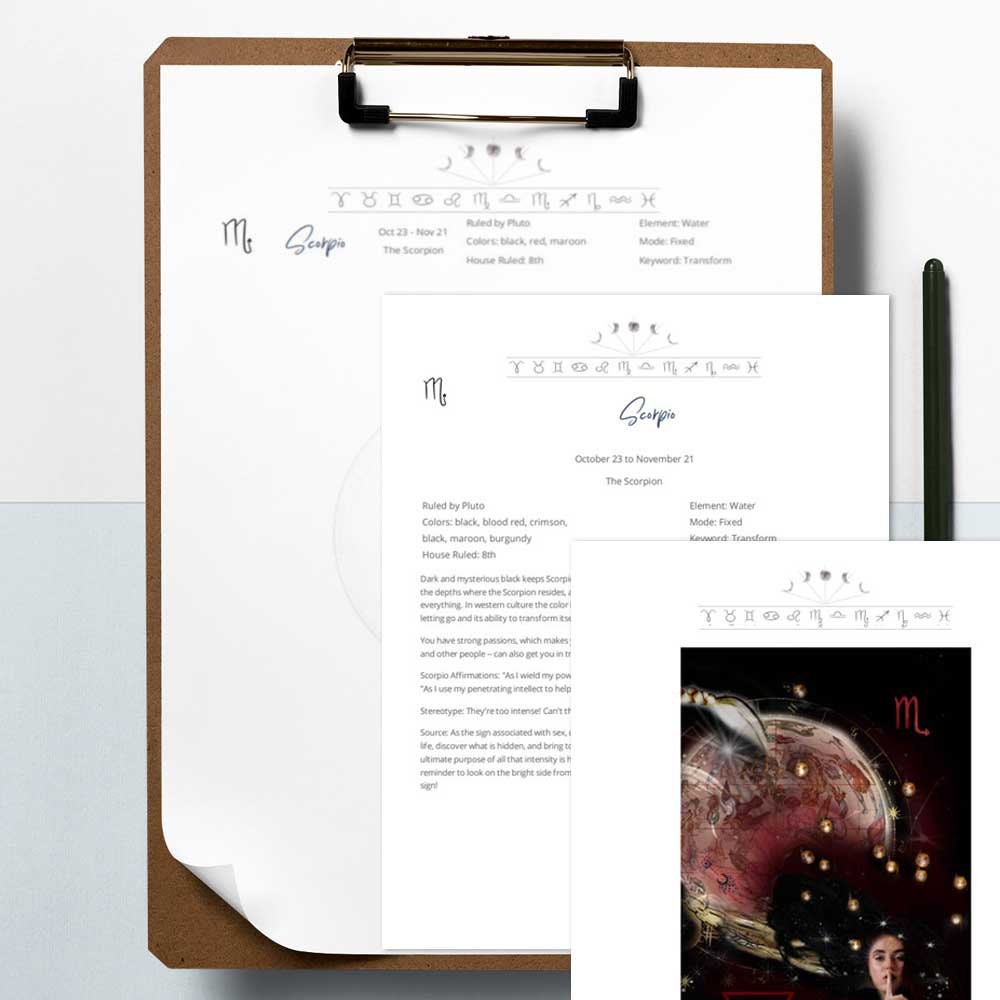 Astrology Sun Signs Printable Quick Reference Guide, Cheat Sheet Bundle ...
