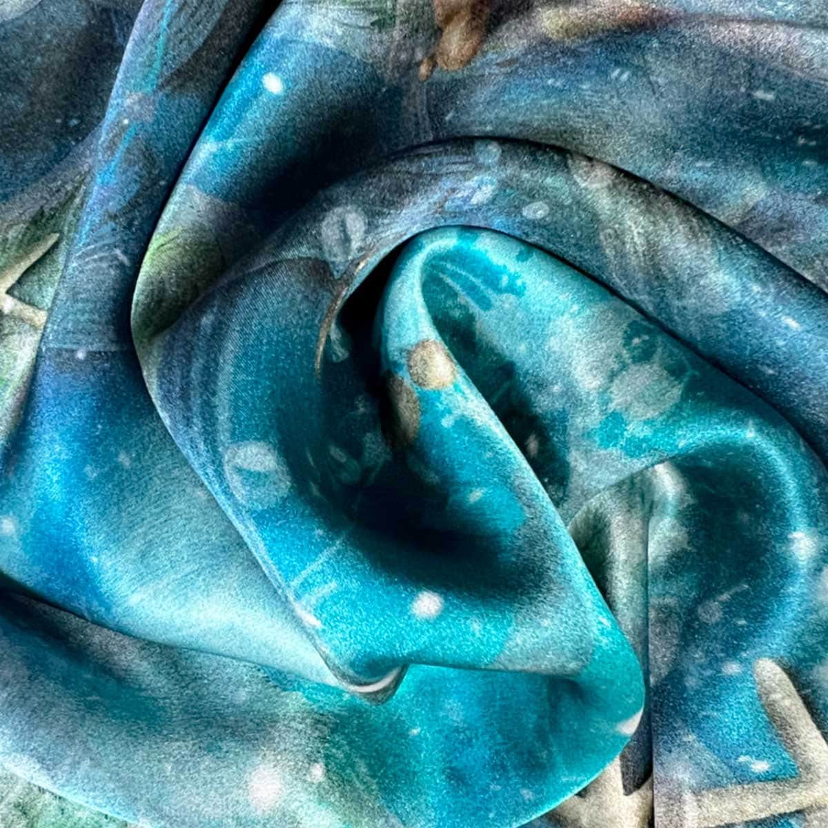 Cosmic Goldfish Pond Lotus Flower Square Silk Scarf. Pareo, Wrap ...