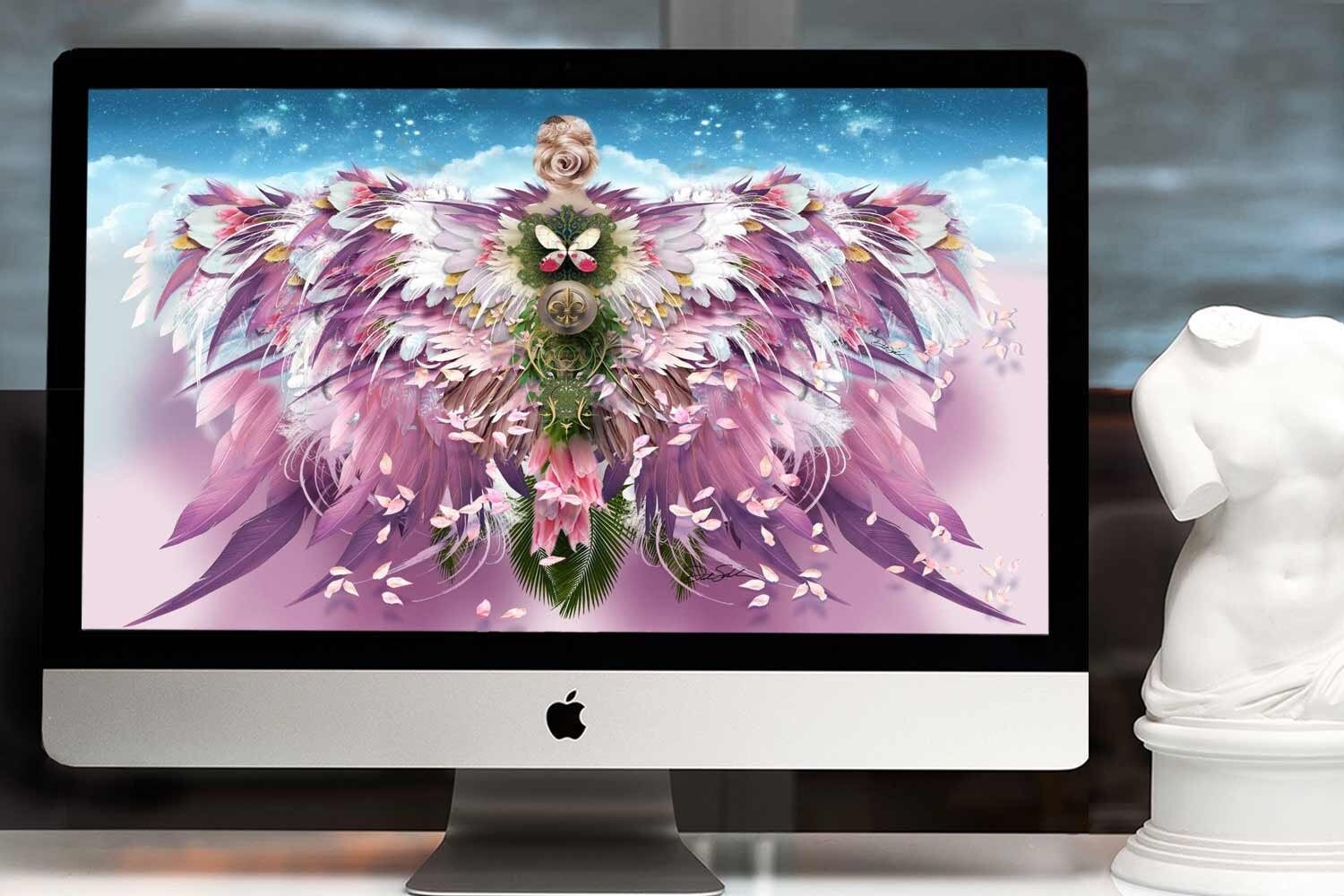 Pink Angel Wings Digital Background. Virtual Backdrop for Zoom, Skype ...