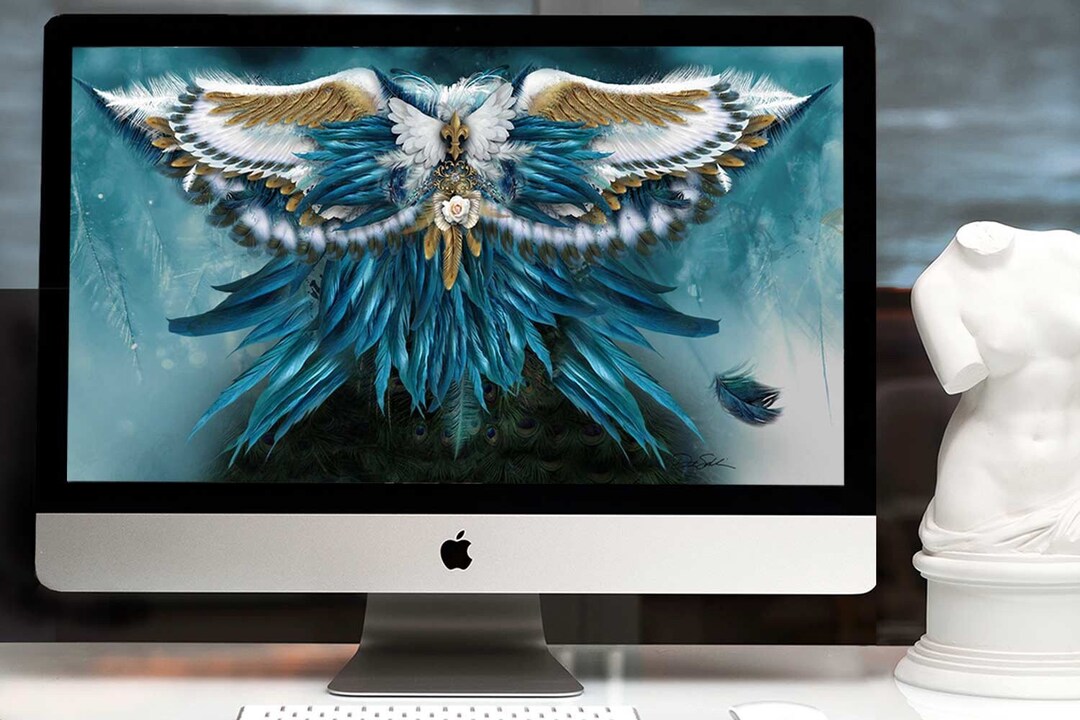 Blue Angel Wings Digital Background. Virtual Backdrop for Zoom, Skype ...