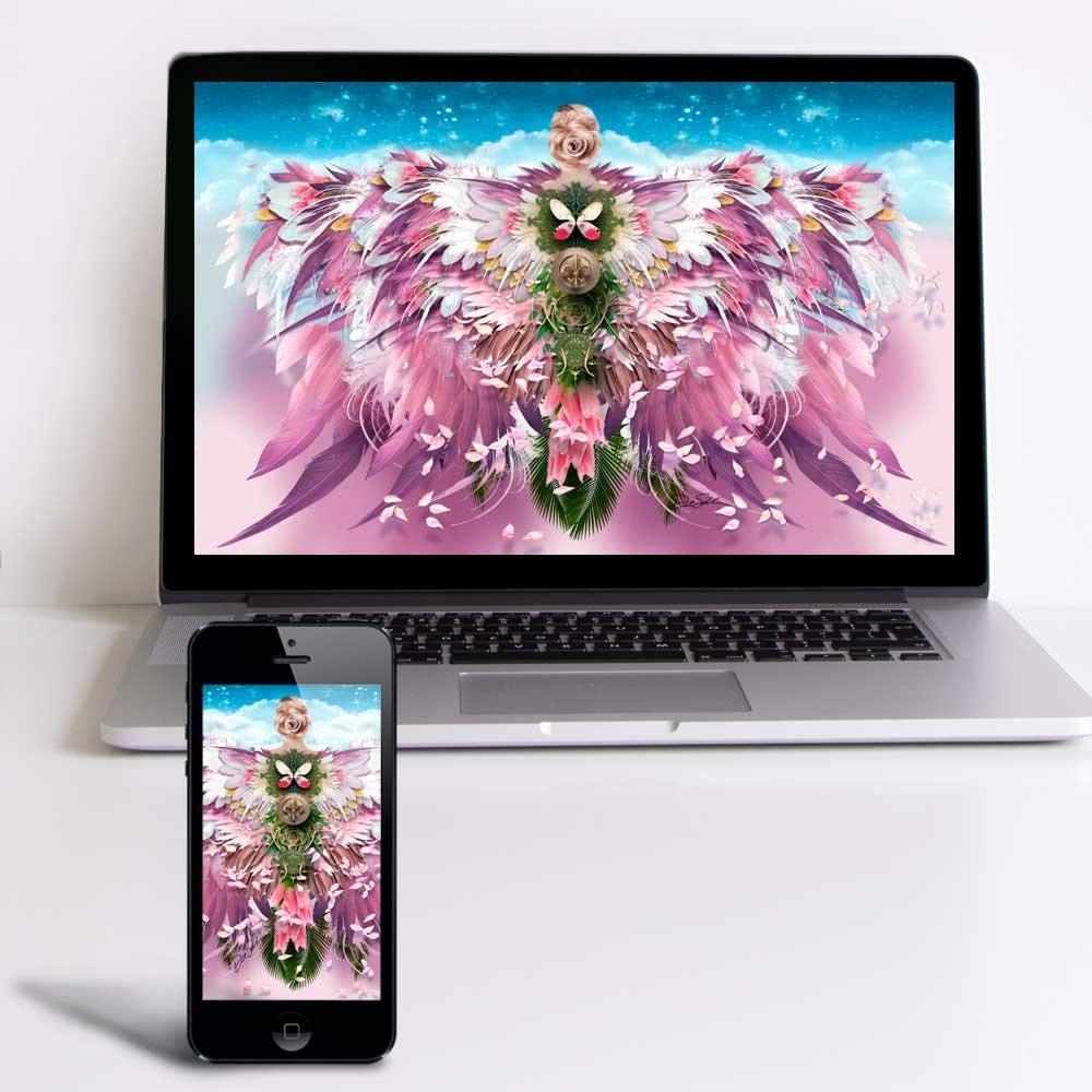 Pink Angel Wings Digital Background. Virtual Backdrop for Zoom, Skype ...