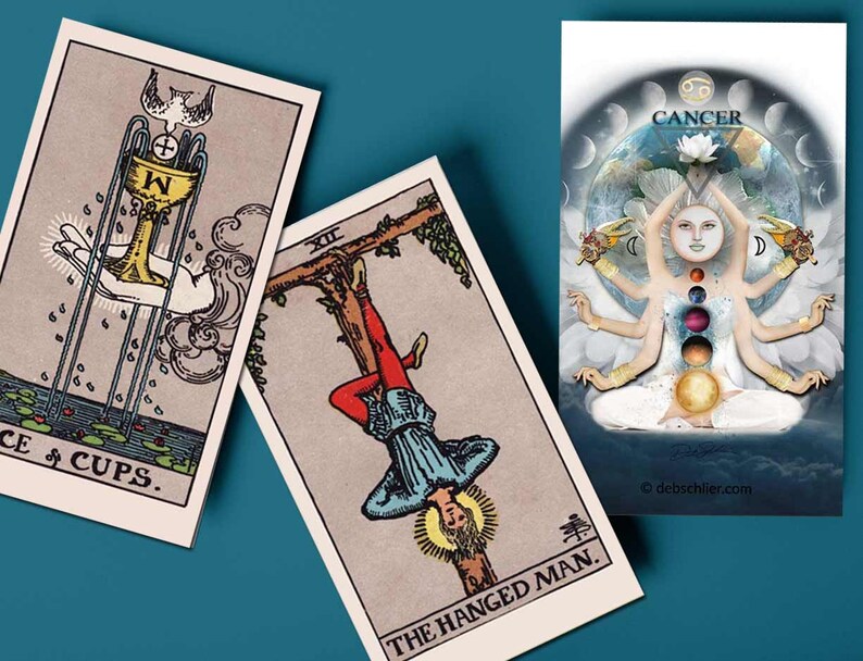 Cancer Tarot Deck. Printable Rider-waite Tarot Card Bundle With Zodiac ...