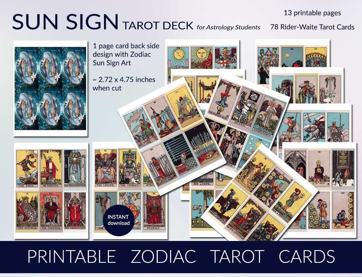 Cancer Tarot Deck. Printable Rider-waite Tarot Card Bundle - Etsy