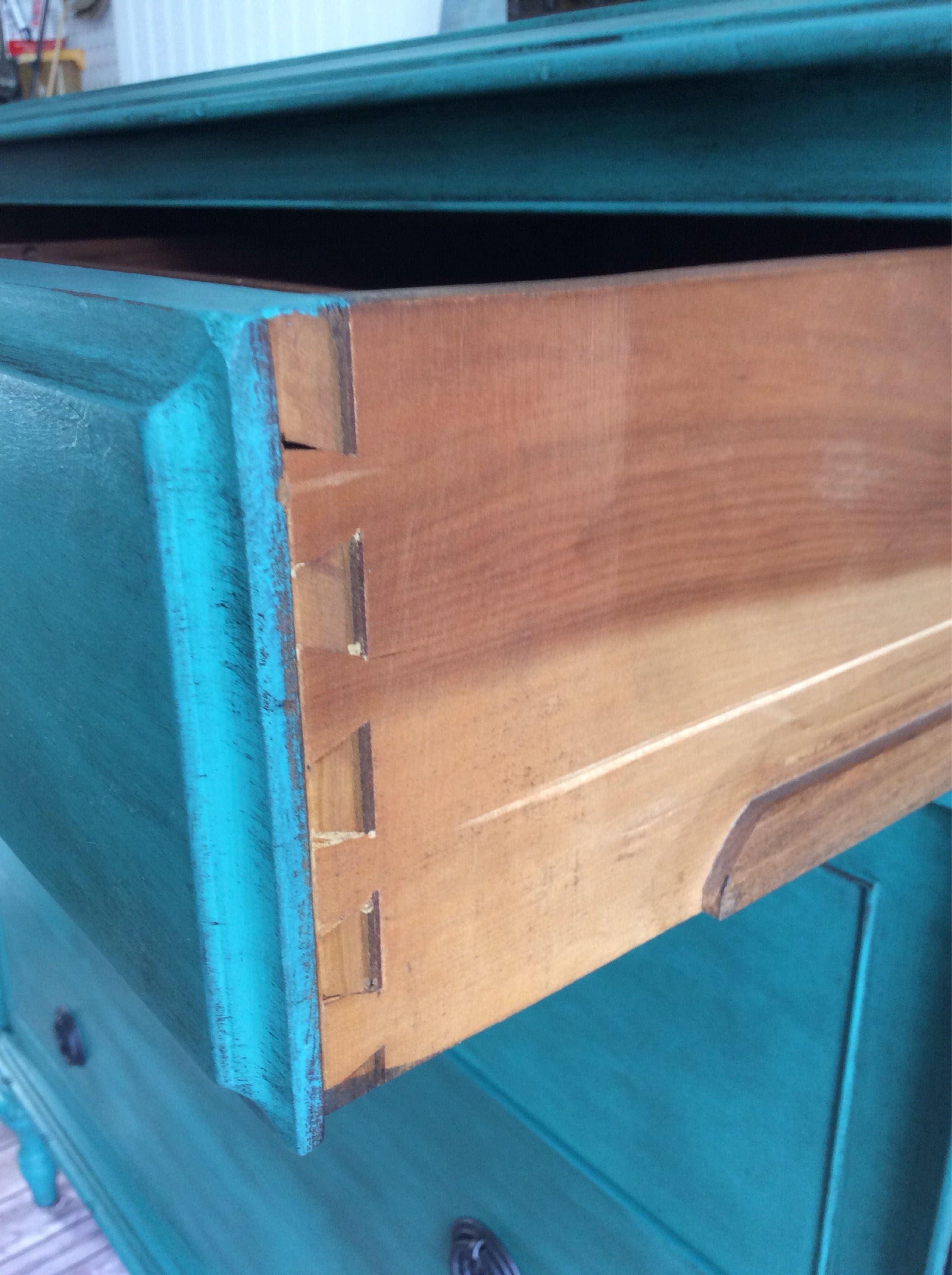 Custom Teal Tallboy Chest Vintage Teal Hand Painted Dresser - Etsy