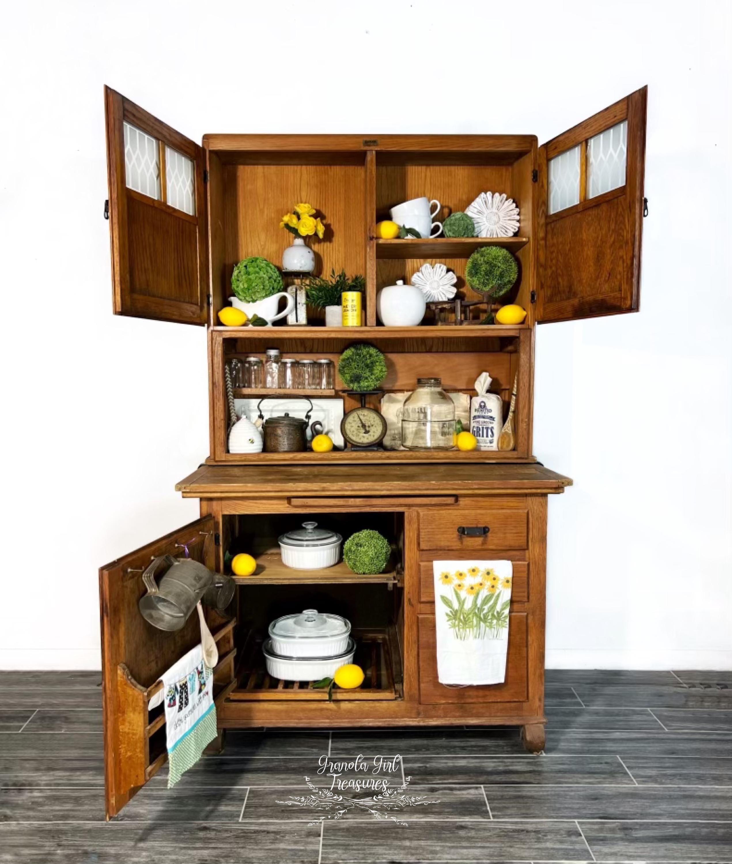 Antique Hoosier Cabinet Boone Kitchen Oak Storage Etsy