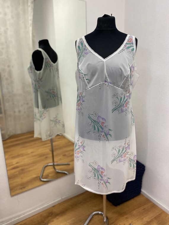 White Vintage Slip Dress / Underslip/ Nylon slip dress - Gem