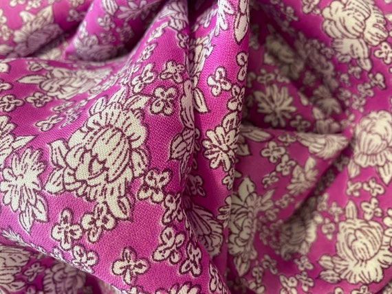 Vintage Crepe Fabric / Vintage Purple Fabric - Etsy