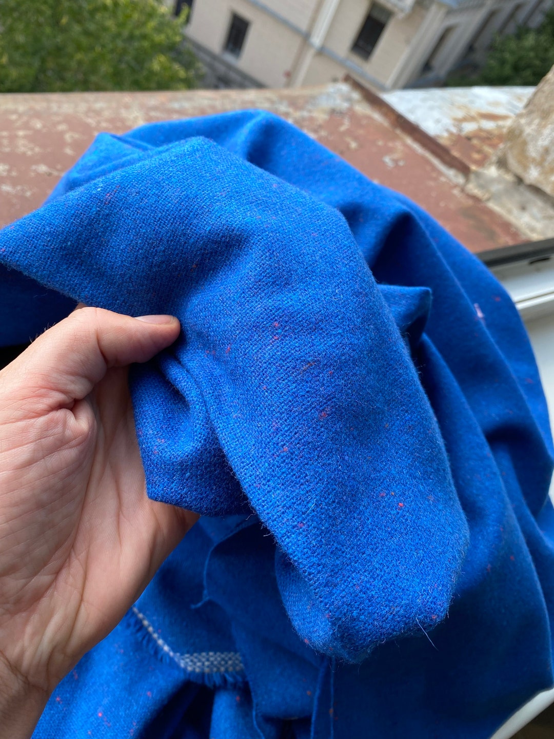 Vintage Cornflower Blue Wool Fabric - Etsy